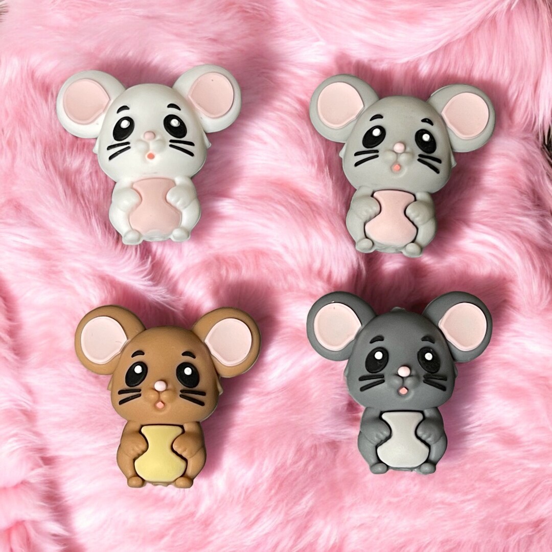 2 Pcs. 3D Mice Silicone Focal Bead, Mouse Light Brown - Etsy