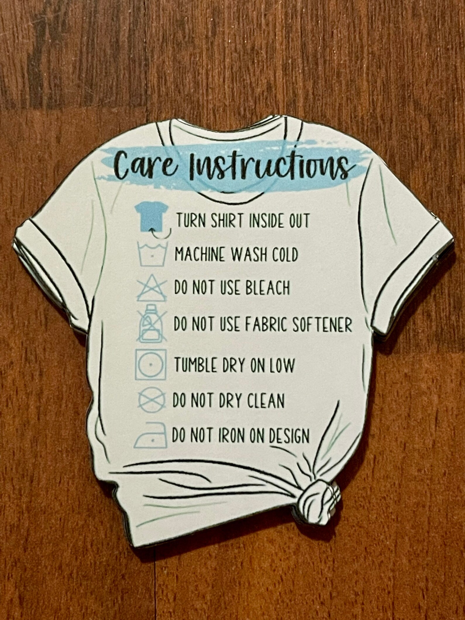 24 T-shirt Care Cards, Shirt Care Instructions, Shirt Tags, Bleached ...