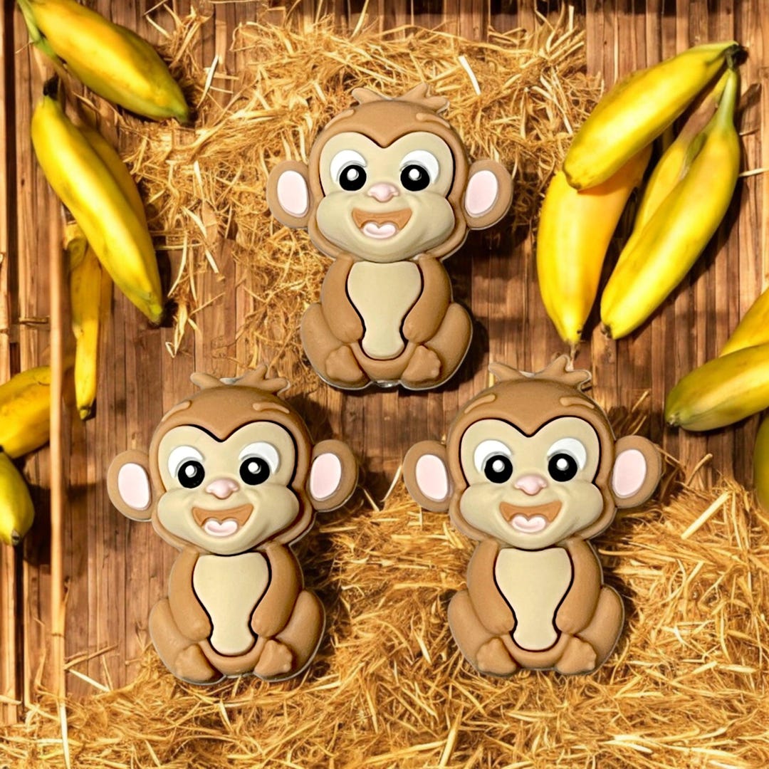 3D Tan Monkey Silicone Focal Beads - Etsy