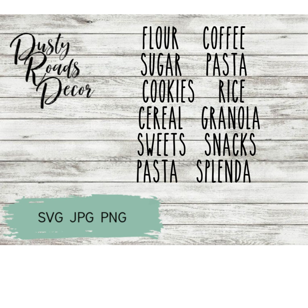 Kitchen Canister SVG Files, Sugar Flour Decals Cookies, Canister Decals ...