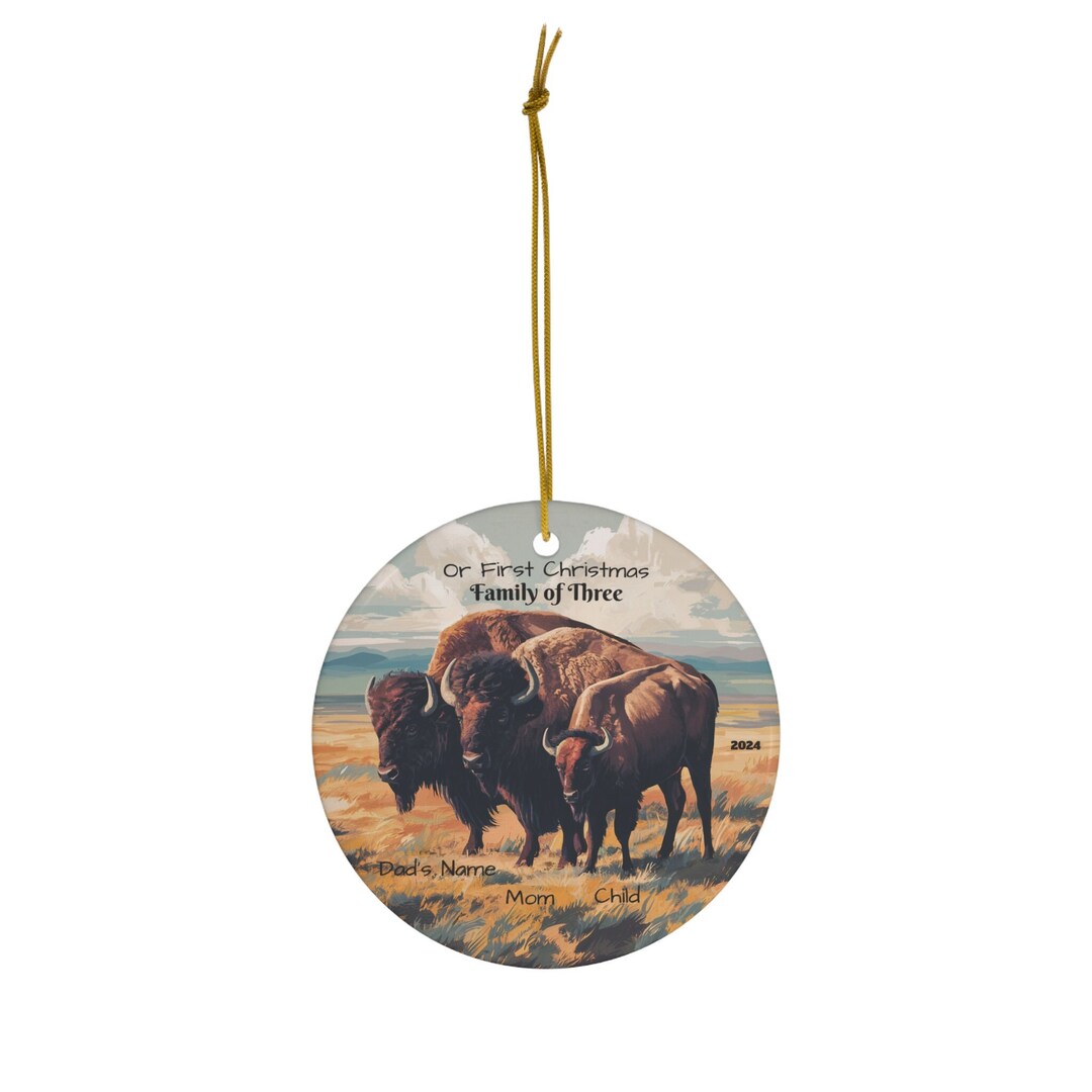 American Buffalo Christmas Ornament - Family of Three - Personalized ...