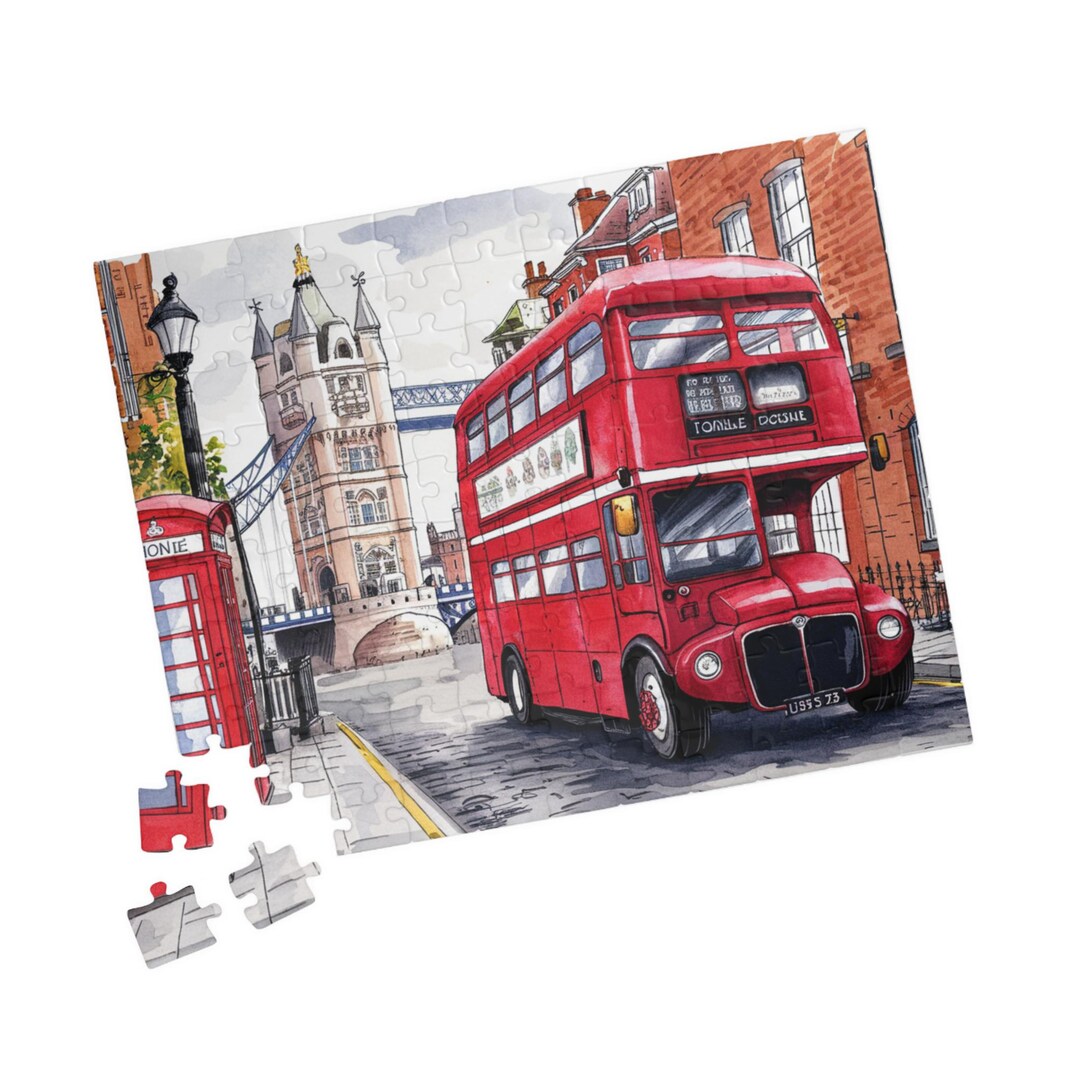 London England Tower Bridge and Double Decker UK Bus Puzzle (110, 252 ...