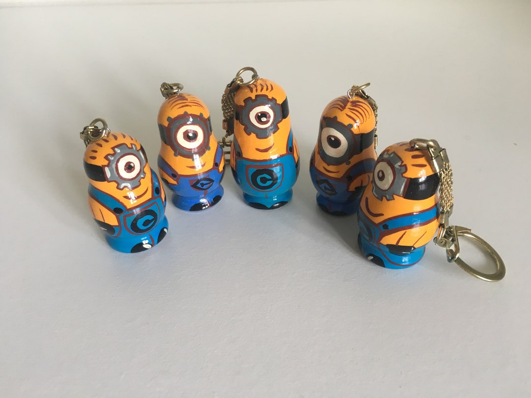 5 X Minion Key Rings Hand Made and Painted Present for Children ...