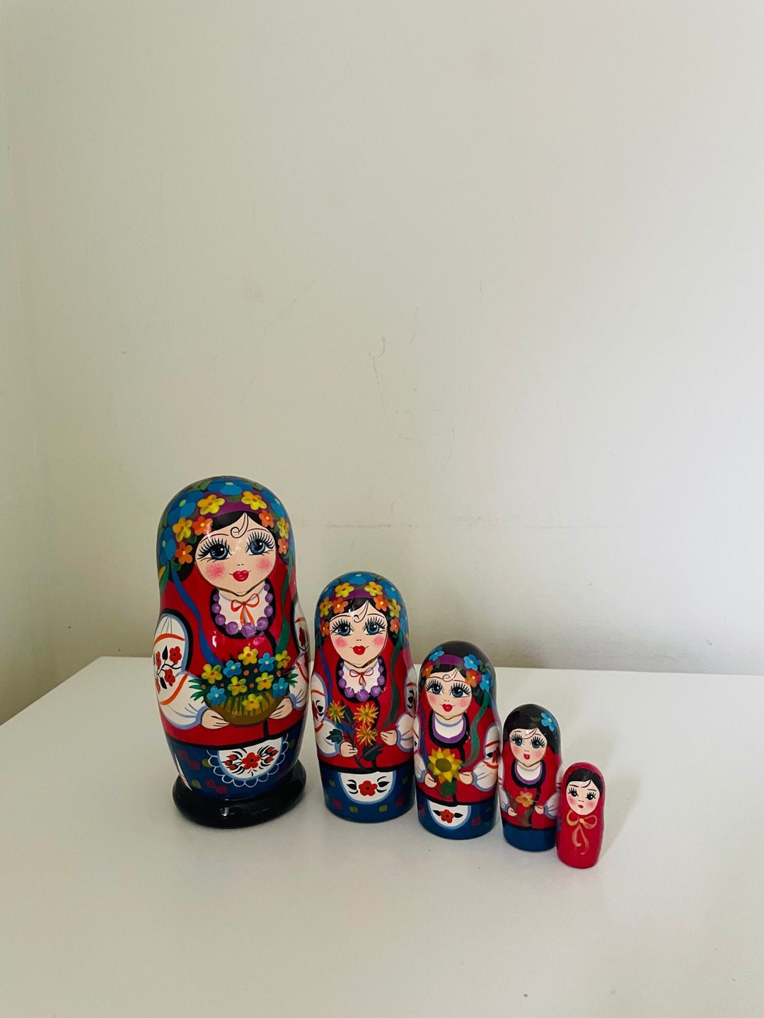 New In Stock 5 Hand Made In Ukraine Wooden Nesting Matryoshka Babushka