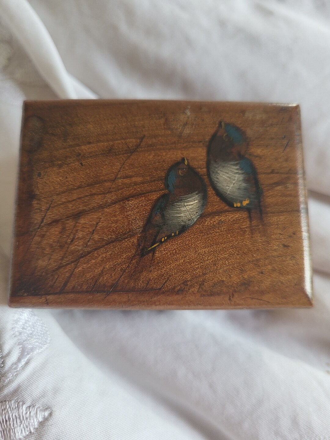 Antique Love Birds Wooden Stamp Box - Etsy