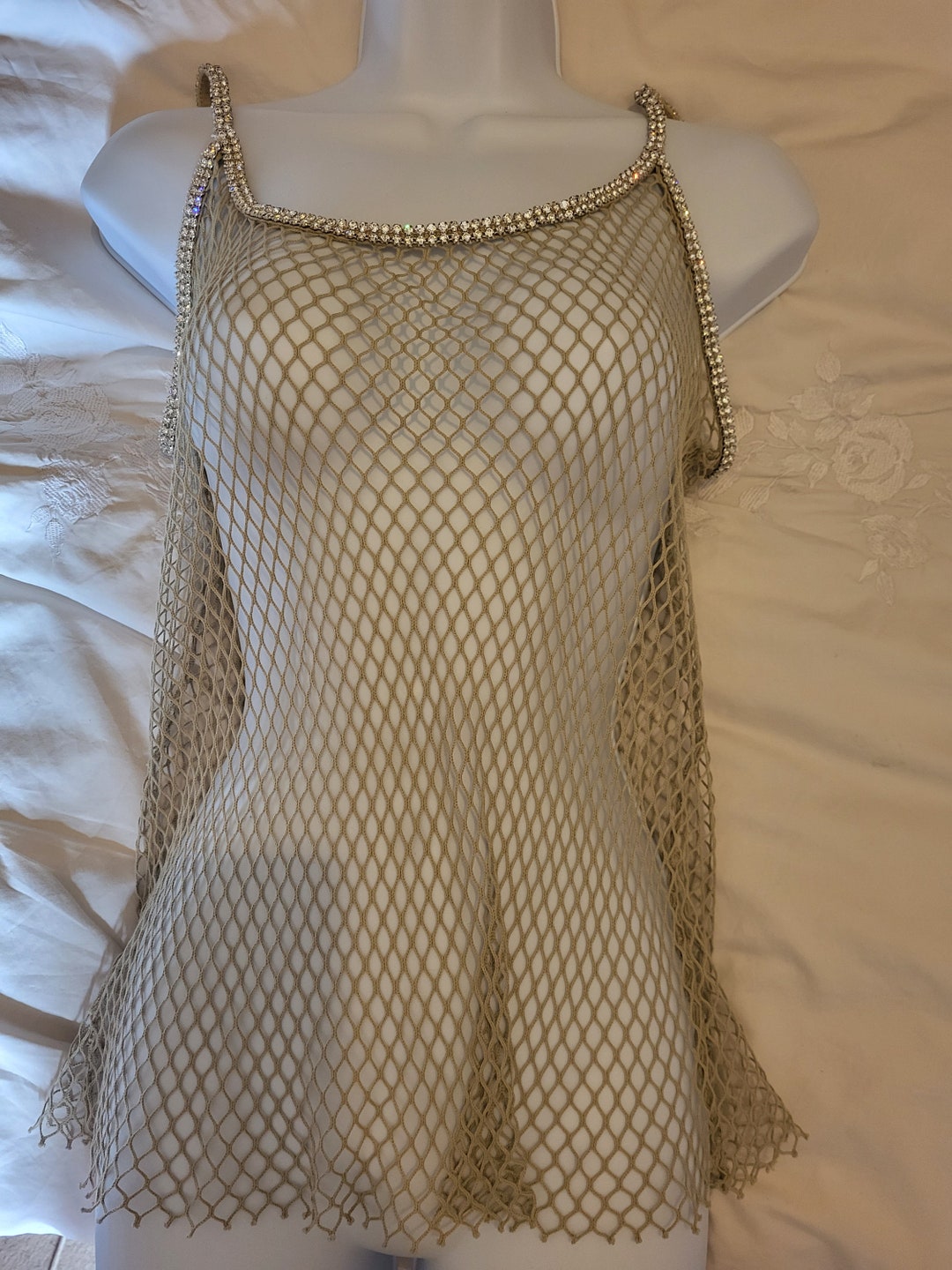 Vintage Dolce &gabbana Swarovski Crystal Fish Net Top - Etsy