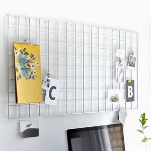 Silver Mesh Wire Grid Photo Wall Wire Grid Home Office Mesh Memo Board ...