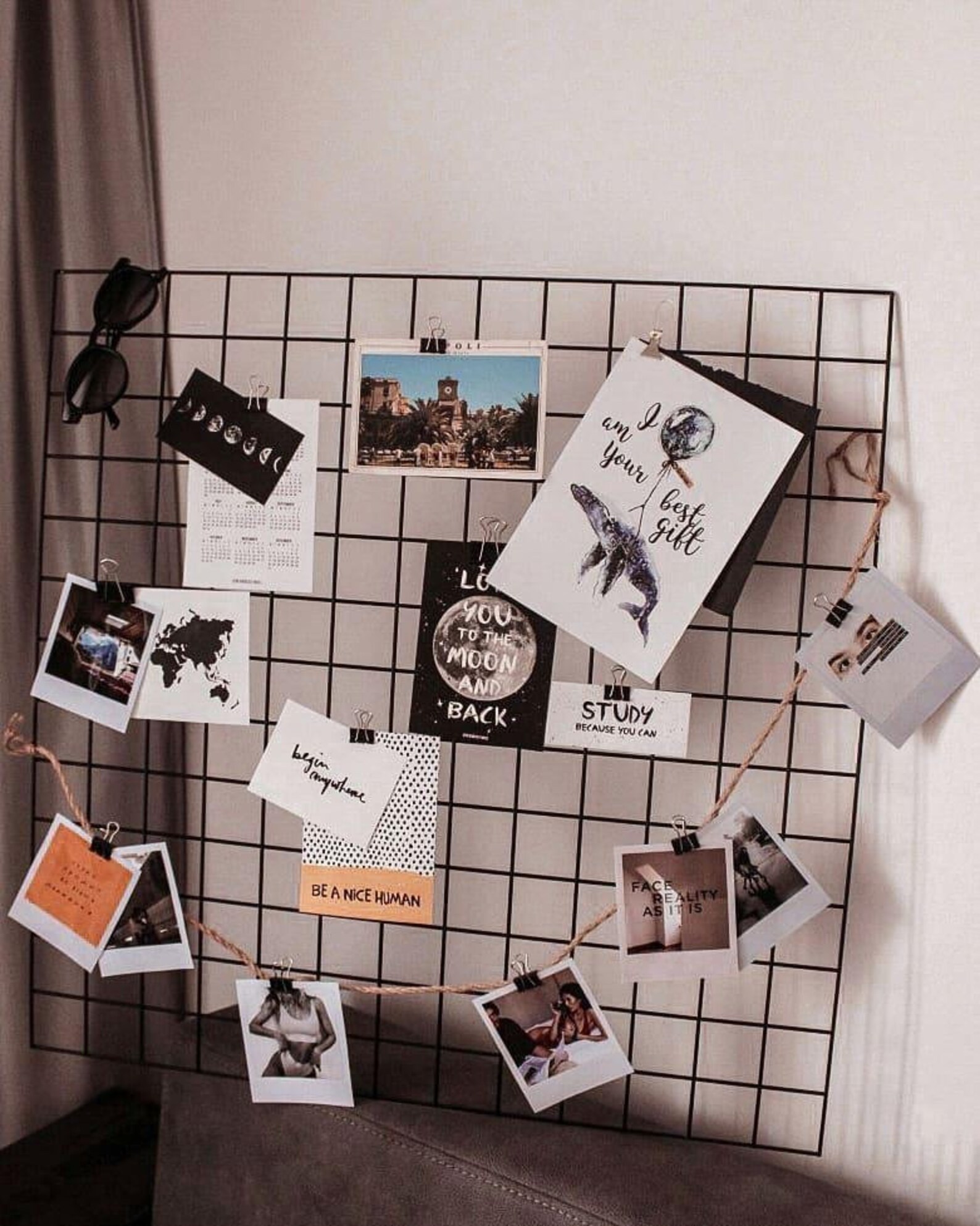 Black Wire Wall Square Grid Set of Wall Grid Pocket - Etsy