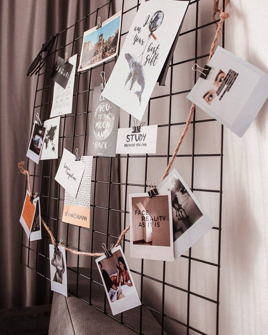 Black Wire Wall Square Grid Set of Wall Grid Pocket - Etsy