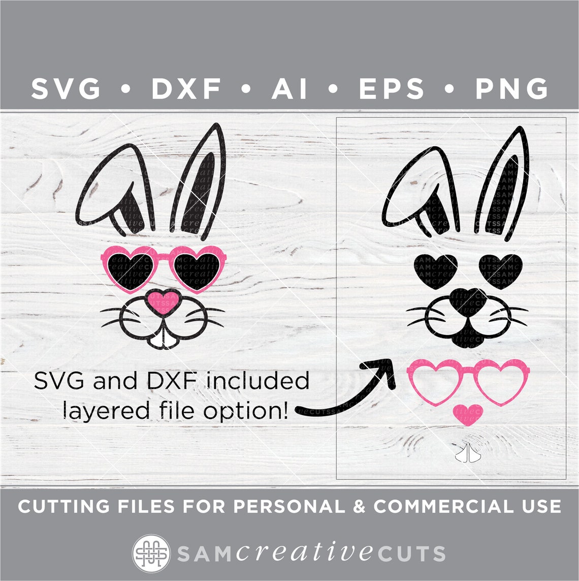 Cute Easter Bunny SVG - Easter SVG - Girl Bunny With Heart Sunglasses ...