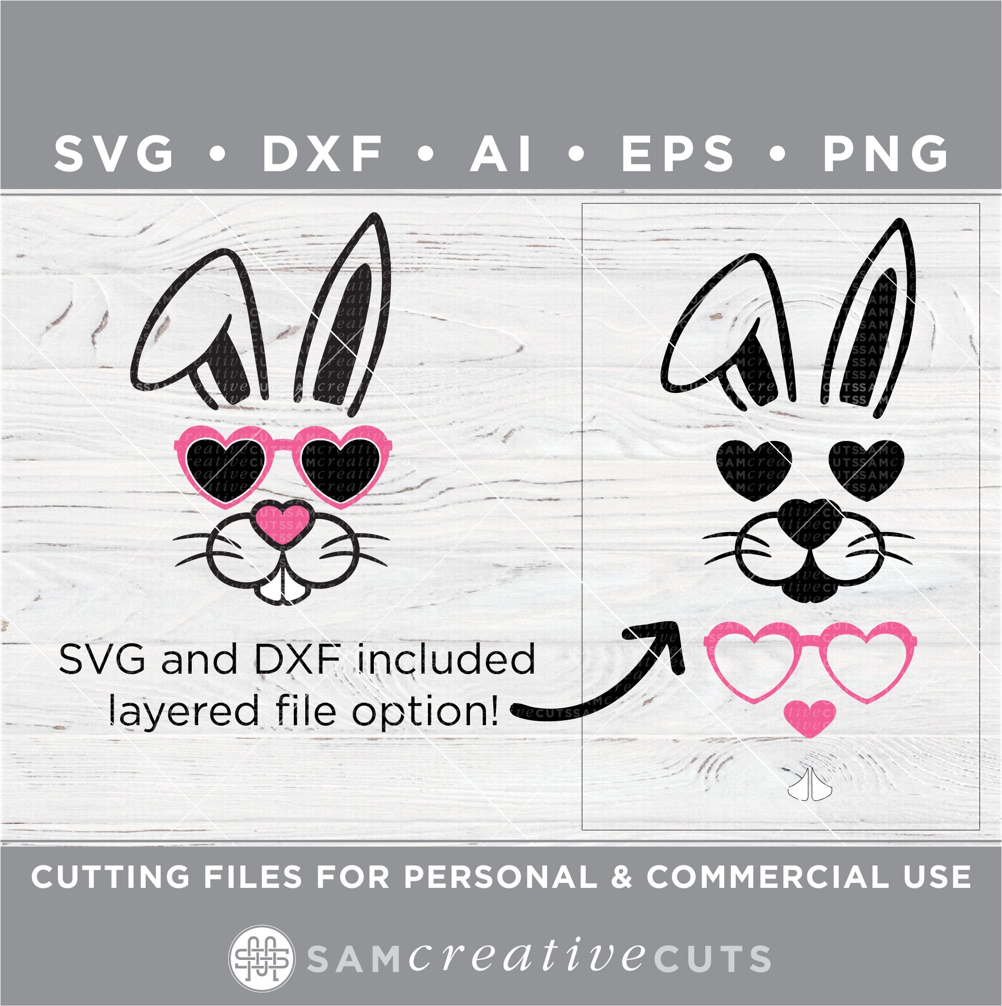 Cute Easter Bunny SVG - Easter SVG - Girl Bunny With Heart Sunglasses ...