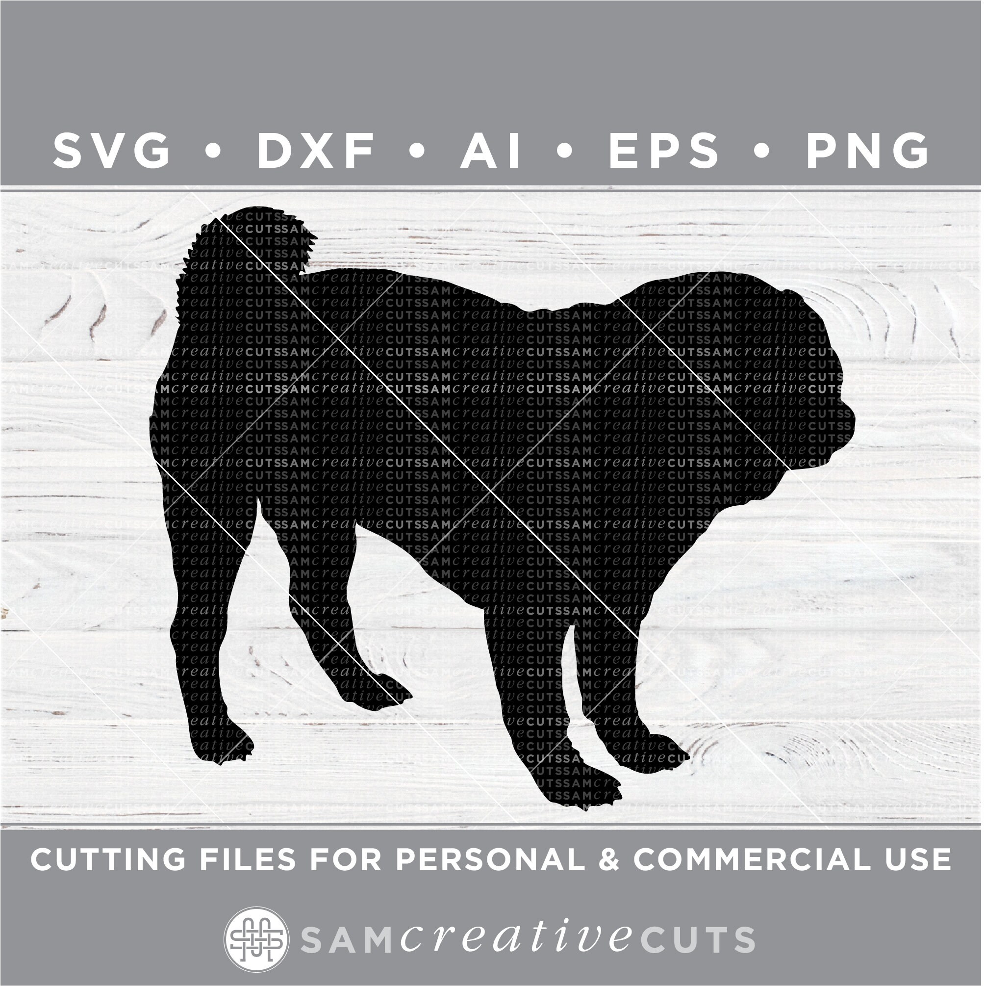 Pug SVG, Pug Silhouette SVG - Cutting Files for Silhouette & Cricut ...