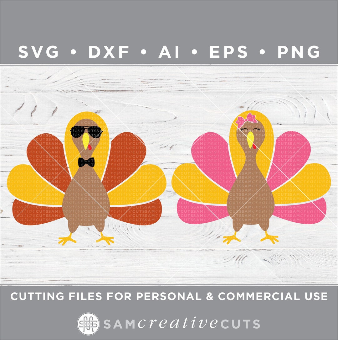 Cute Girl Turkey SVG / Cool Boy Turkey SVG / Thanksgiving SVG / Fall ...