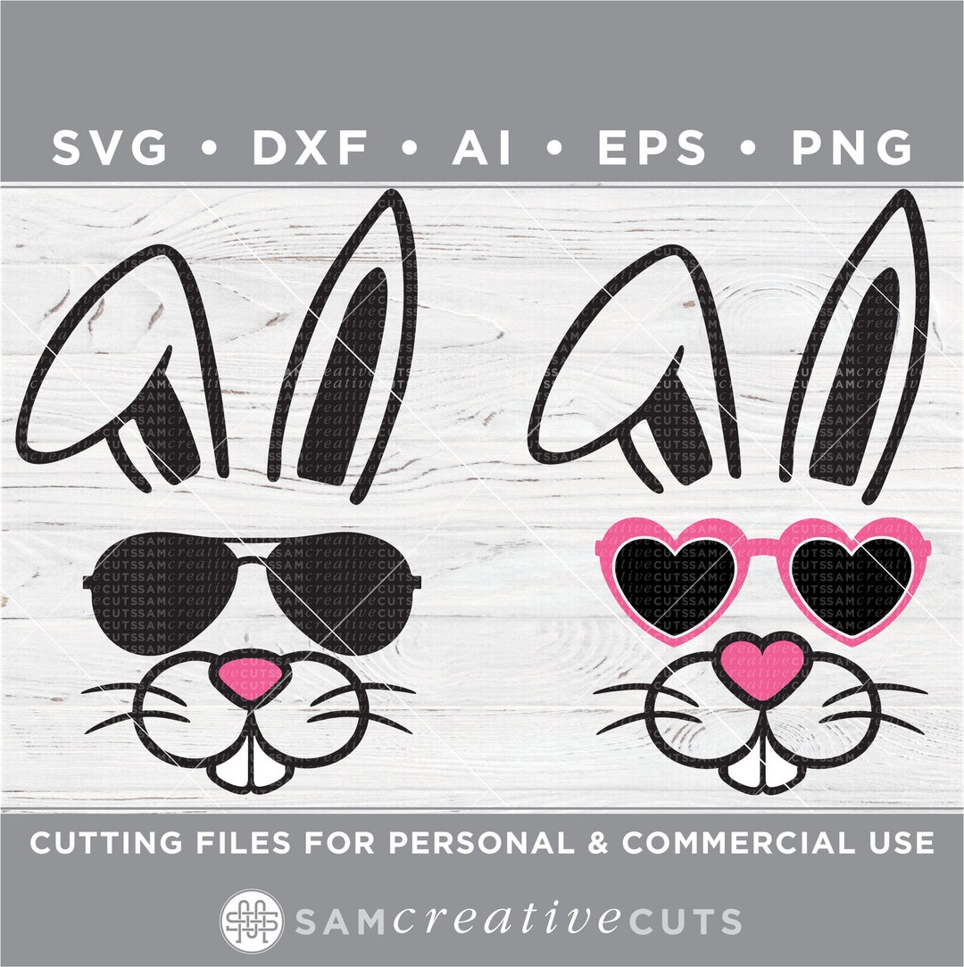 Cool Boy Bunny Face SVG - Cute Girl Easter Bunny SVG - Bunny With ...