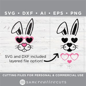 Cool Boy Bunny Face SVG - Cute Girl Easter Bunny SVG - Bunny With ...