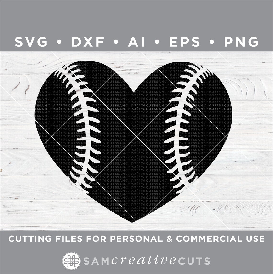 Baseball Heart SVG Softball Heart Cutting Files Silhouette - Etsy