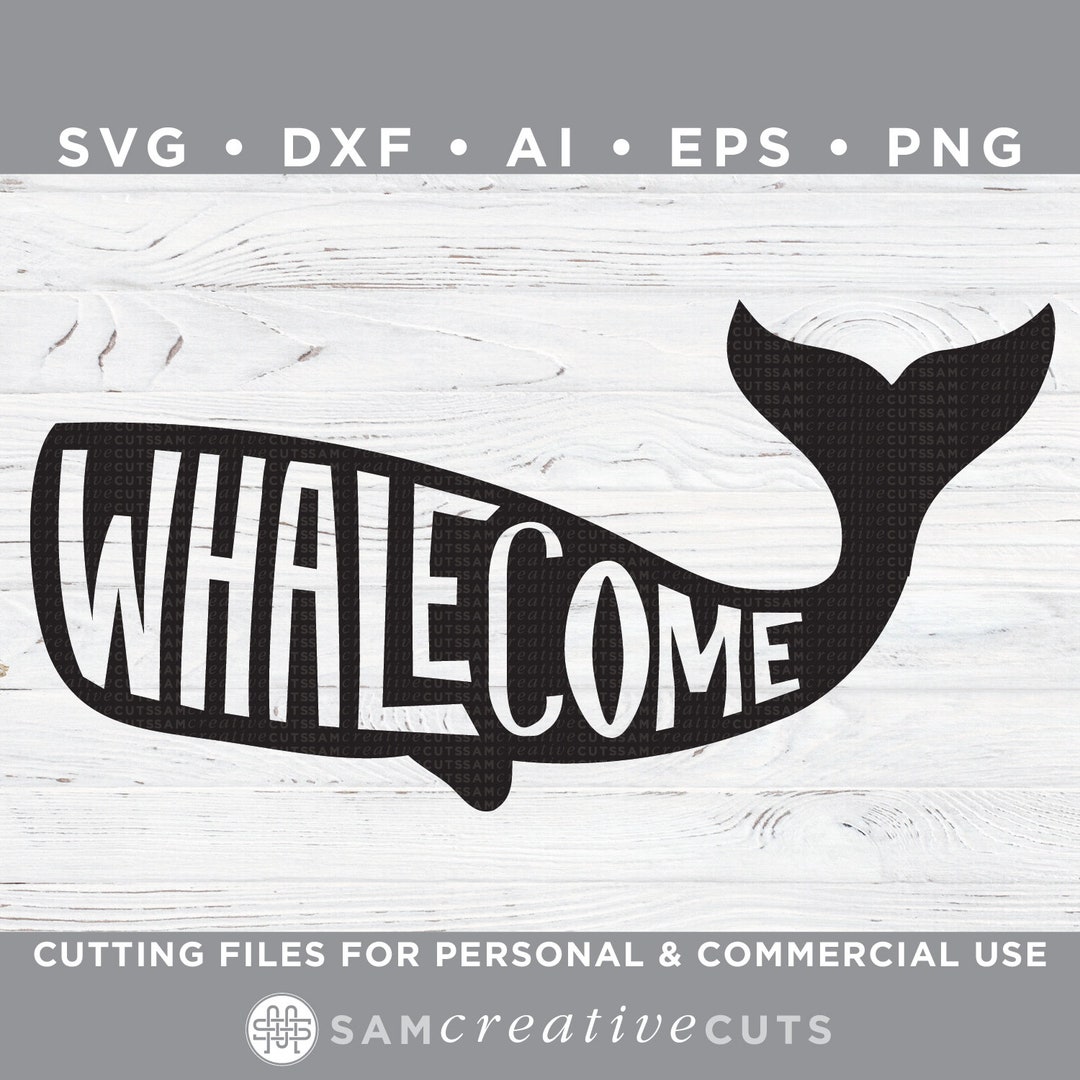 Whalecome - Whale - Beach House Sign - Nautical Sign - Funny Sign ...