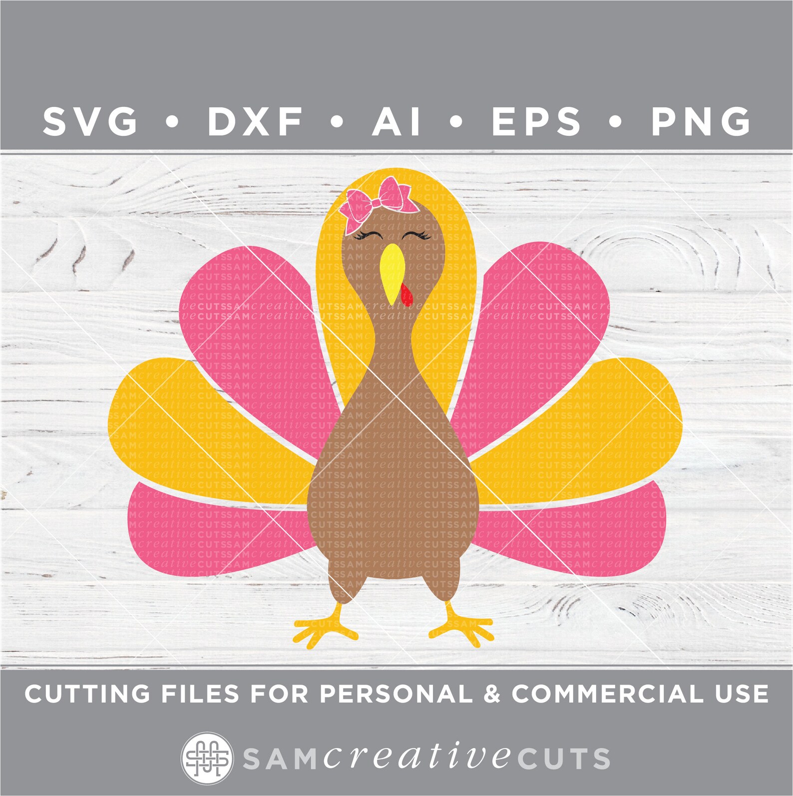 Girl Turkey SVG / Cute Turkey Clipart / Thanksgiving SVG / | Etsy