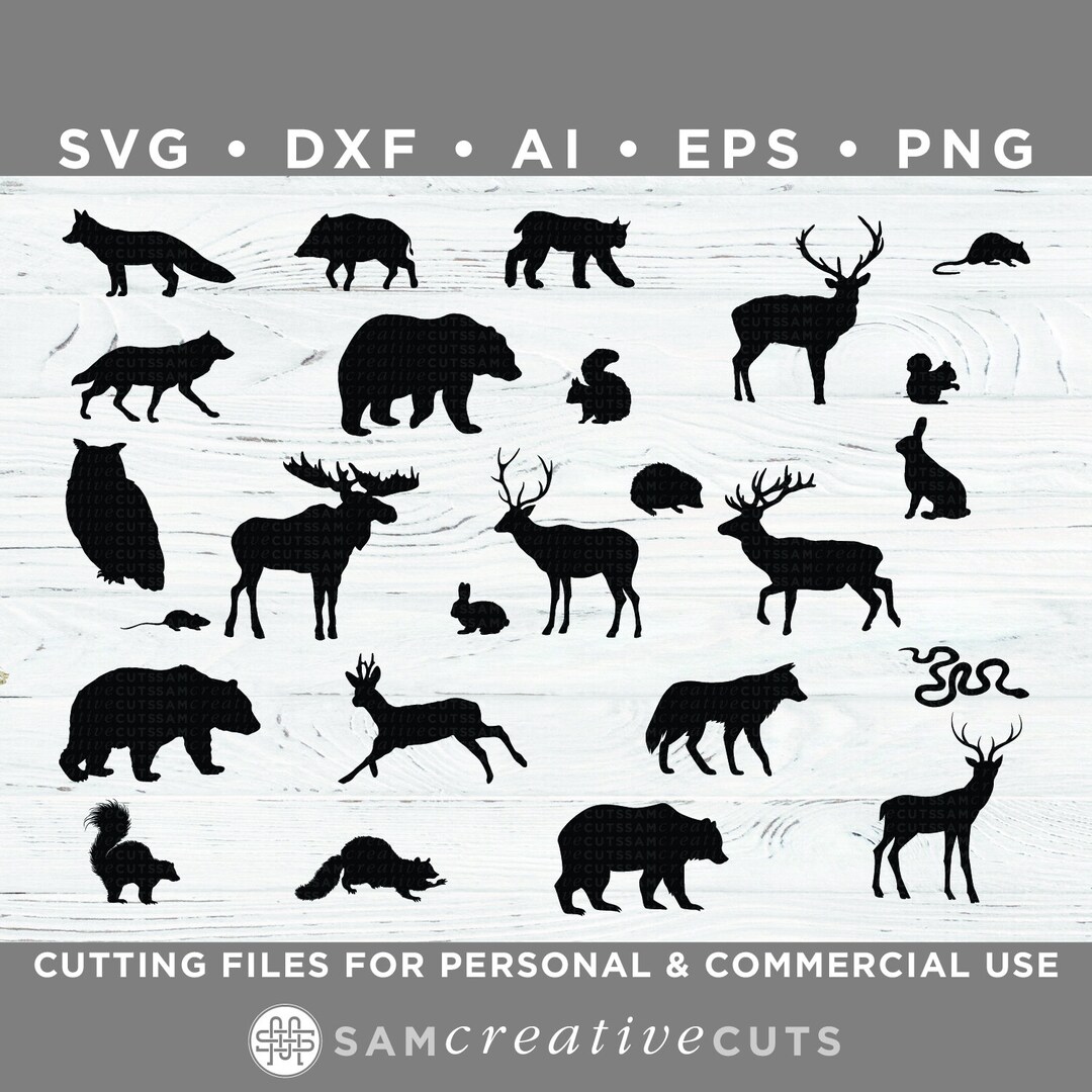 Forest Animals SVG Bundle - Animal Silhouettes - Woodland Creatures ...