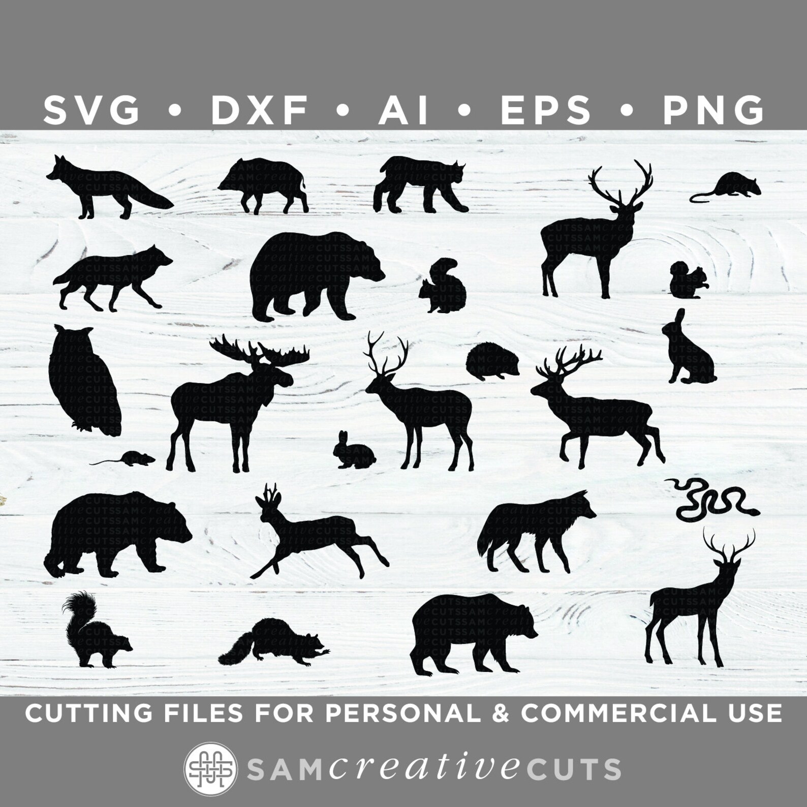 Wald Tiere SVG Bundle - Tier Silhouetten - Wald Kreaturen - Cutting ...