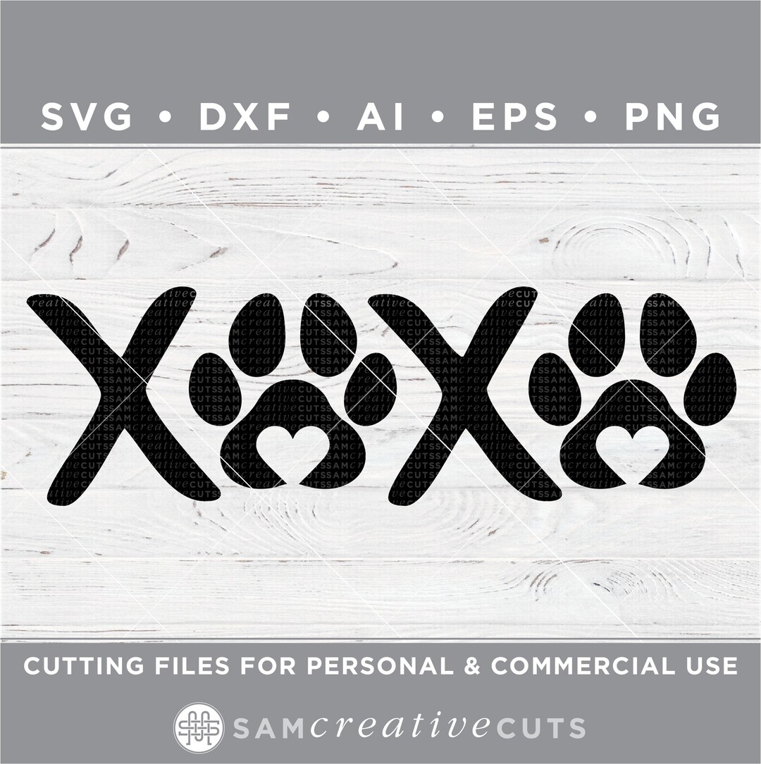 XOXO Dog Paw Print SVG - Dog Valentine's Day SVG - Dpg Lover Svg ...