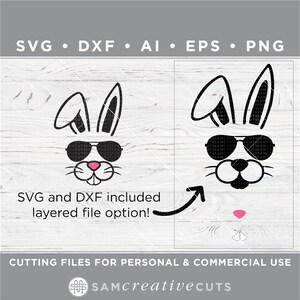 Cool Boy Bunny Face SVG - Cute Girl Easter Bunny SVG - Bunny With ...