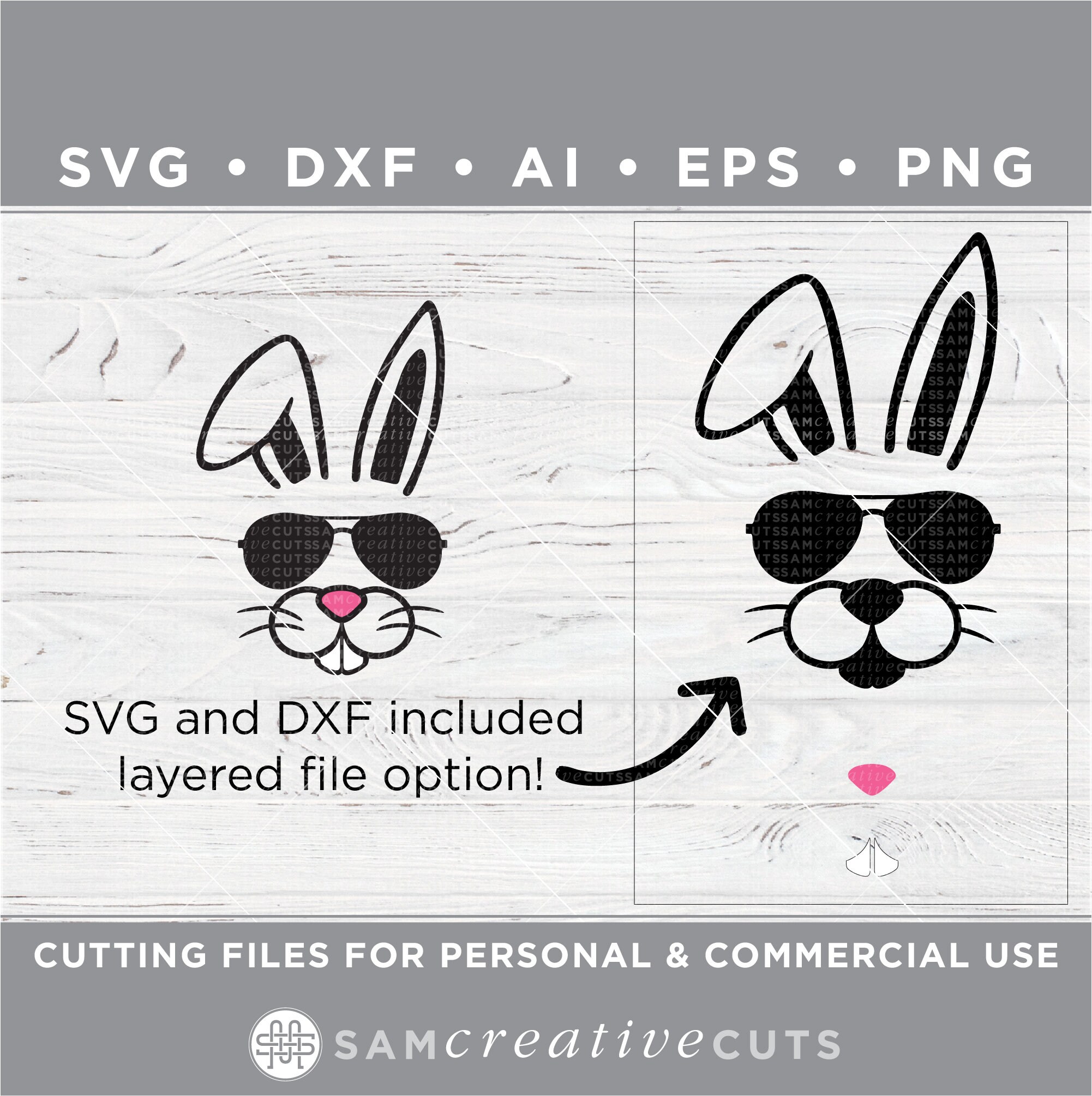 Cool Boy Bunny Face SVG Cute Girl Easter Bunny SVG Bunny | Etsy