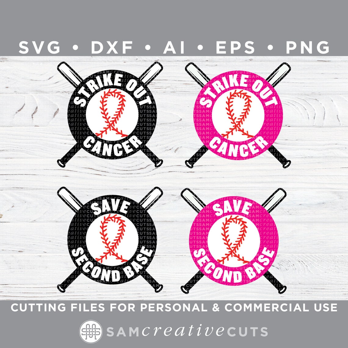 Strike Out Cancer SVG Save Second Base SVG Baseball Svg - Etsy