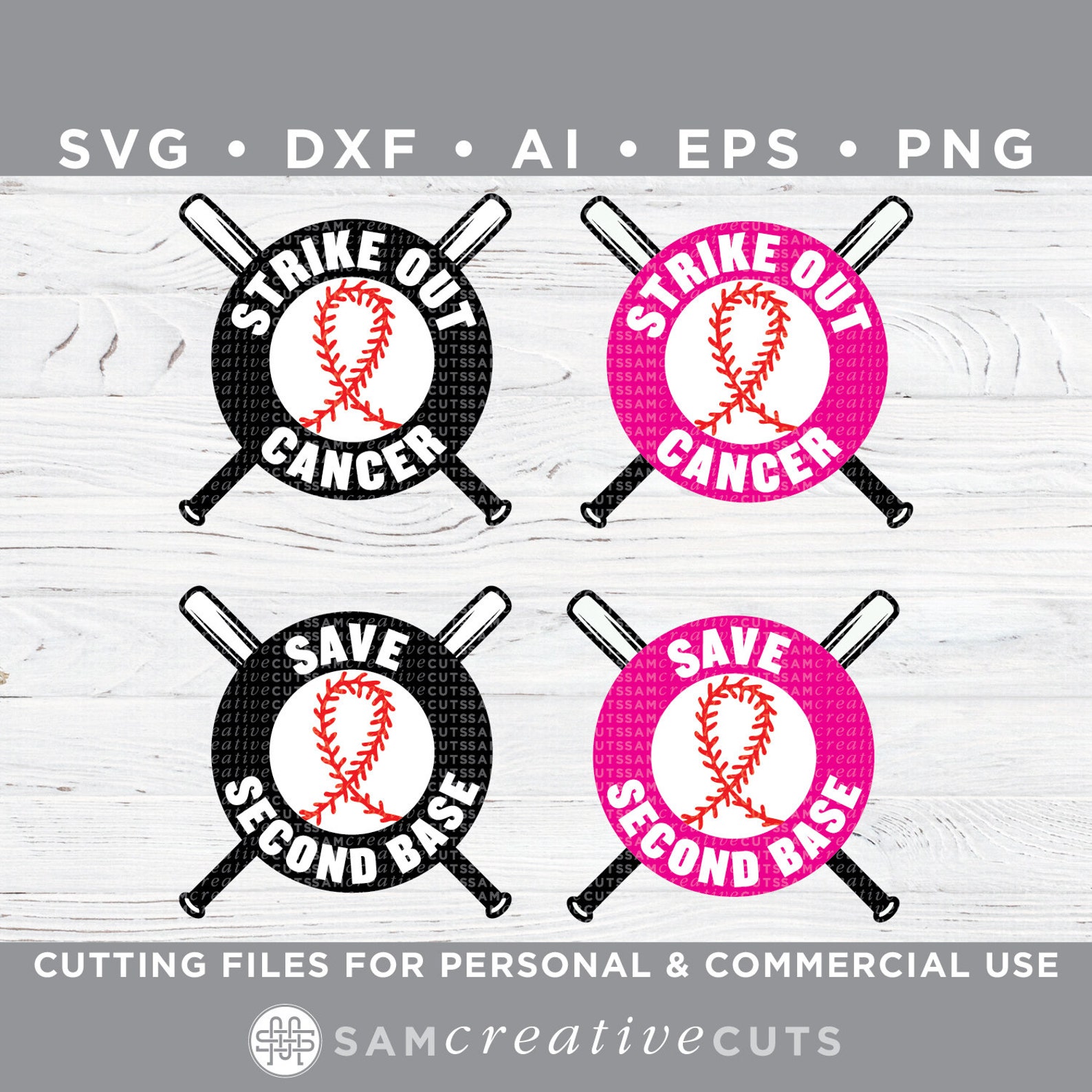 Strike Out Cancer SVG Save Second Base SVG Baseball Svg - Etsy