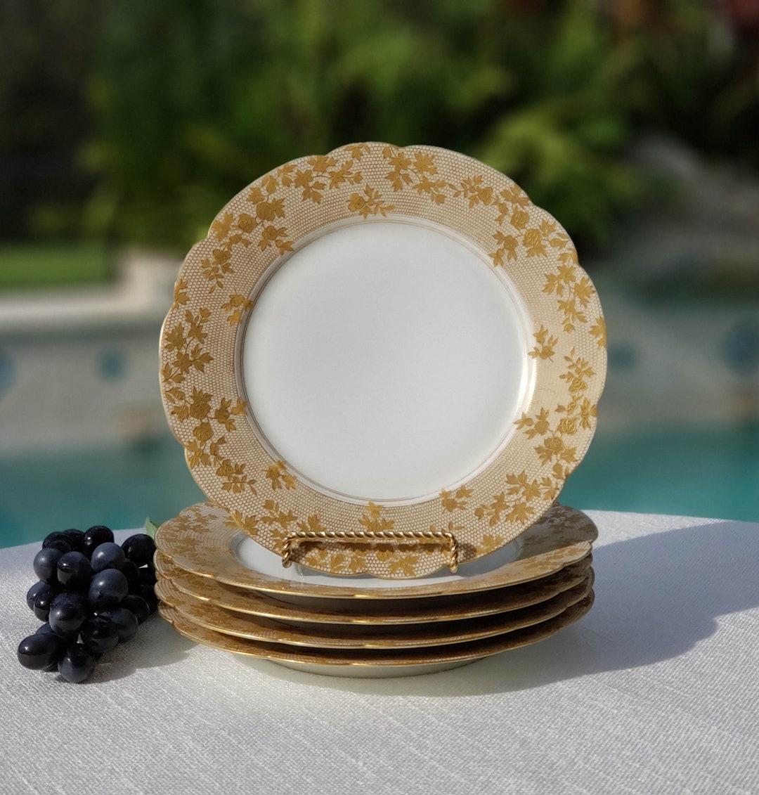 Limoges Gold Embossed Plates | Rare Set of Five Gold-encrusted Plates ...