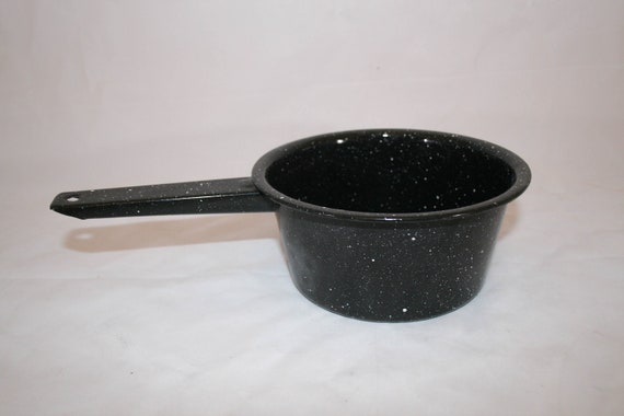 Vintage Black and White Splatterware Enamel Ware Sauce Pan | Etsy