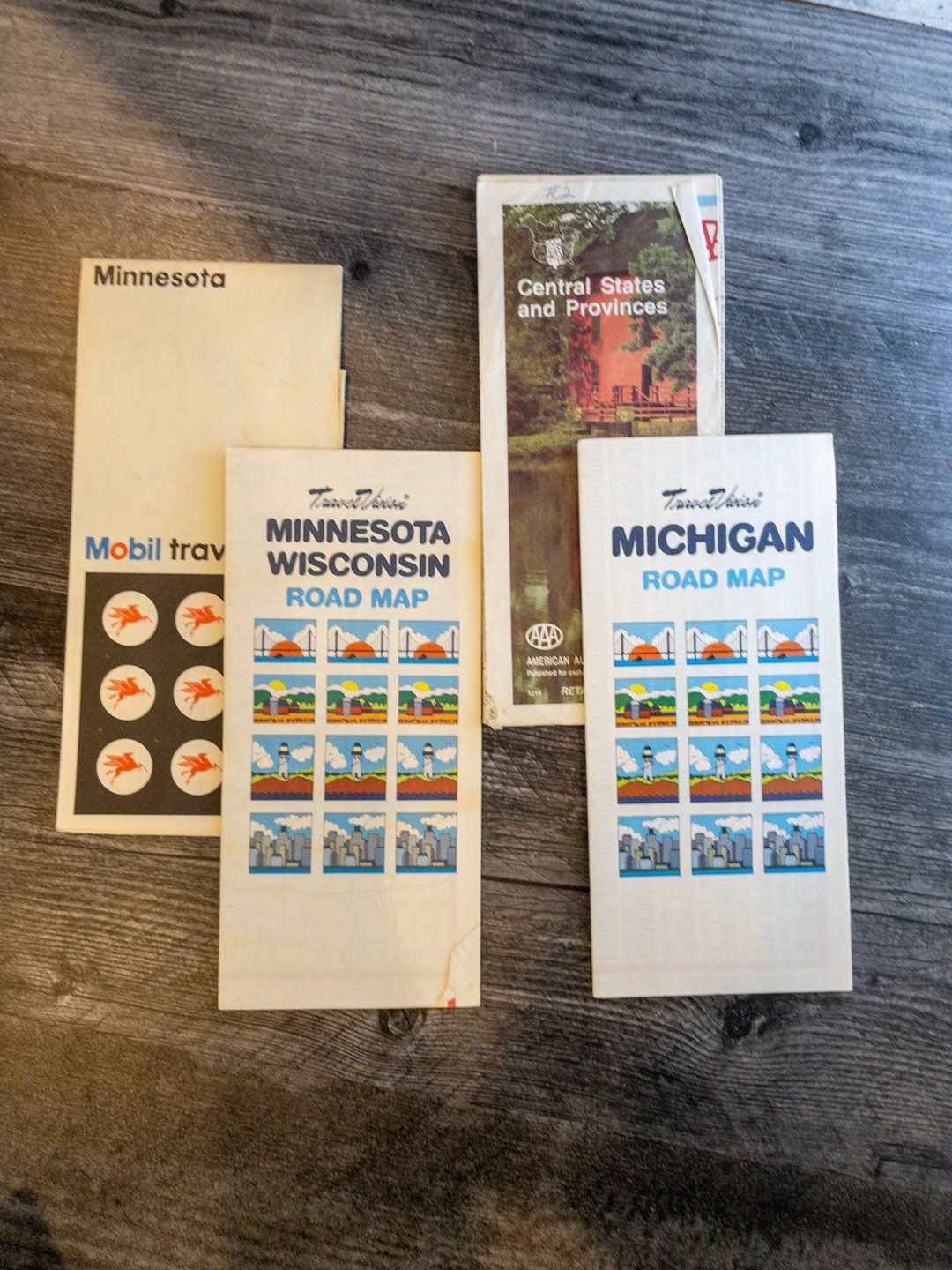 Vintage Central States and Provinces Road Map, Minnesota, Michigan ...