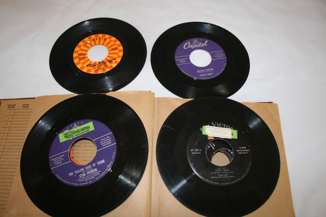 Vintage 45 RPM Storage Album with 13 assorted 45 Vinyl Records | Etsy