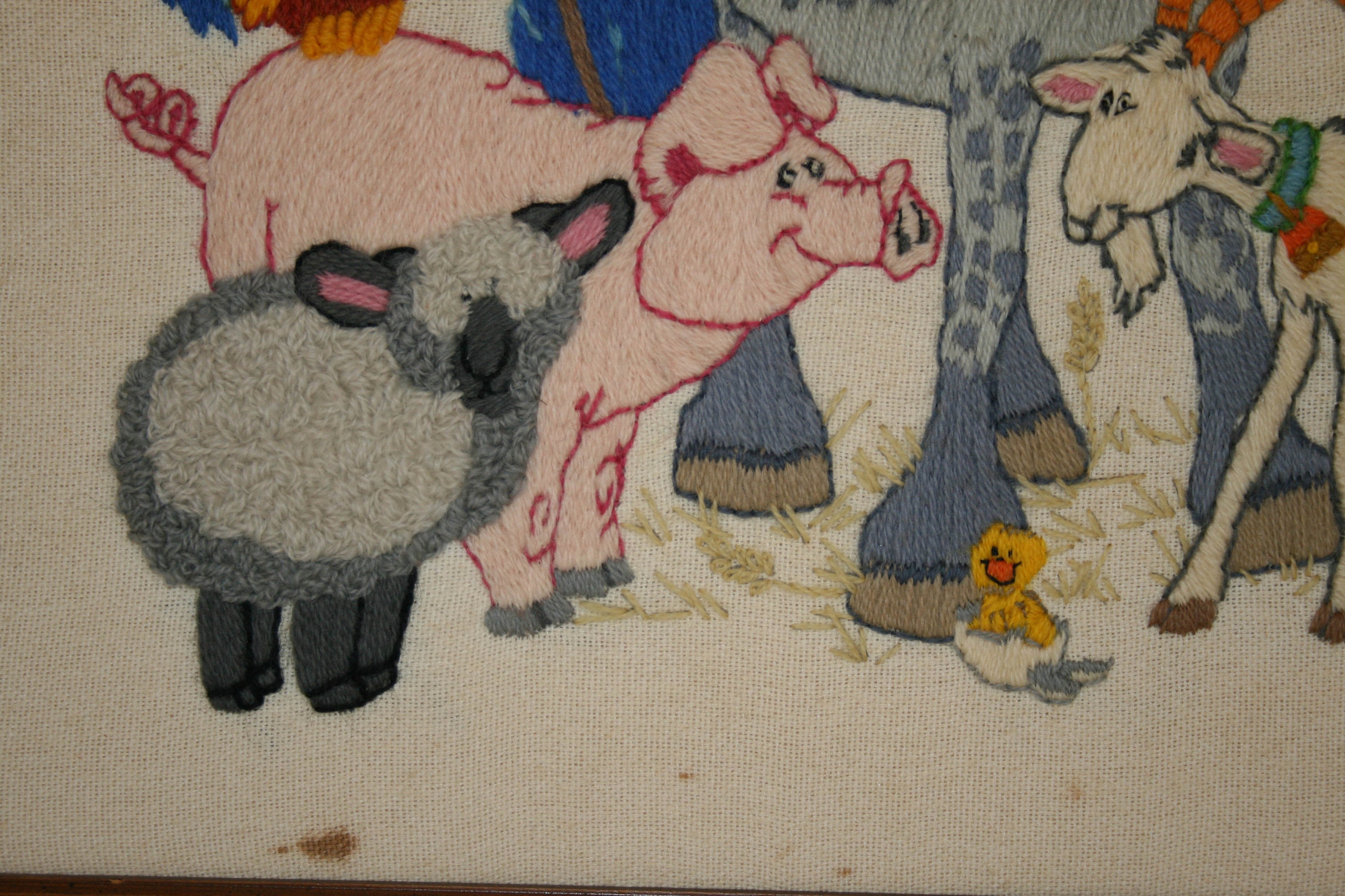 Charming Vintage Framed Crewel/ Embroidered Farm Animals - Etsy