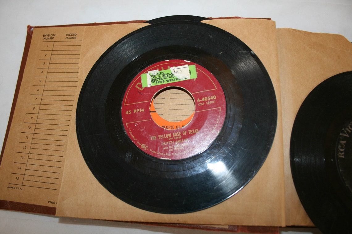 Vintage 45 RPM Storage Album with 13 assorted 45 Vinyl Records | Etsy