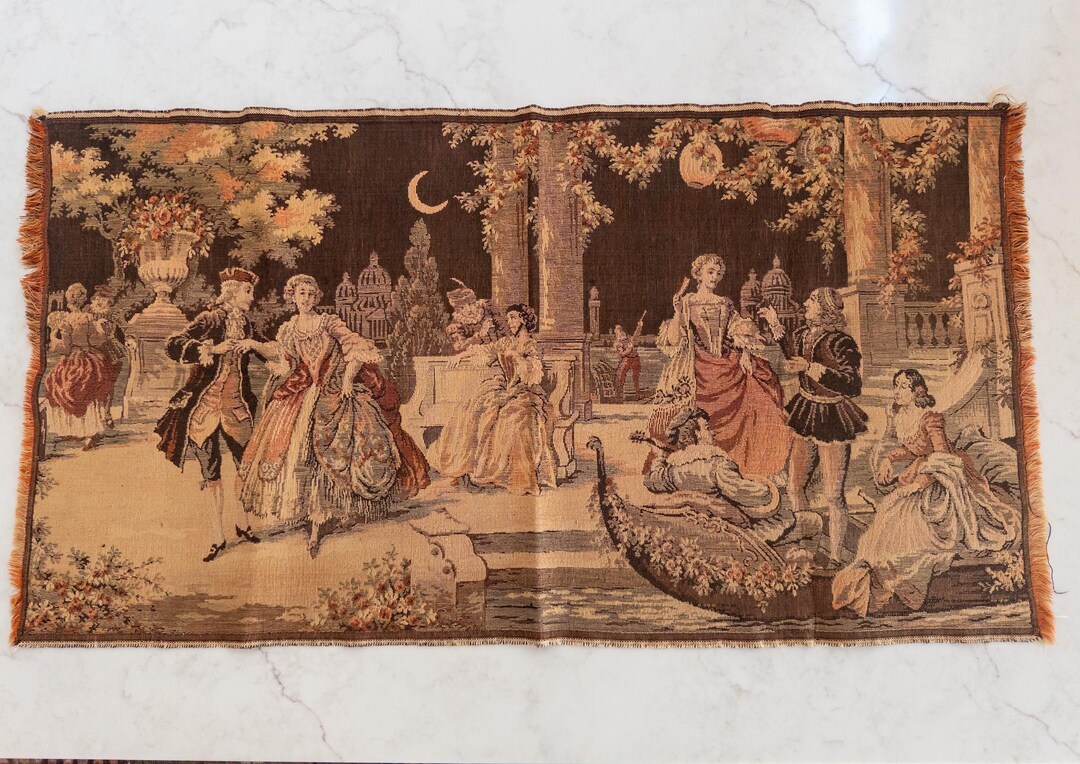 Vintage Belgium Tapestry of Moonlit Scene of the Grand Canal - Etsy