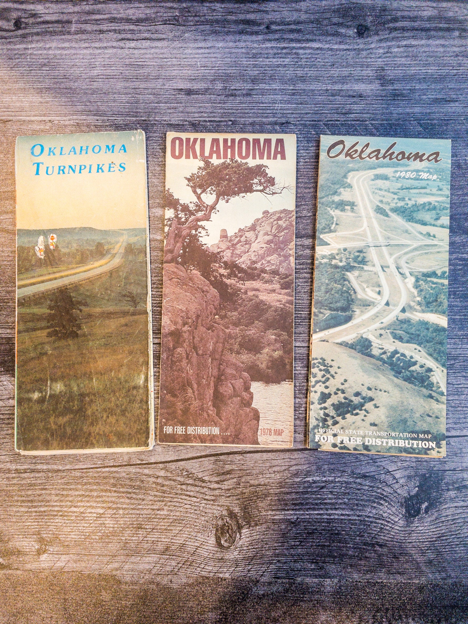 Vintage 1970s-80s Road Maps, Oklahoma, Kansas, Nebraska, South Dakota ...