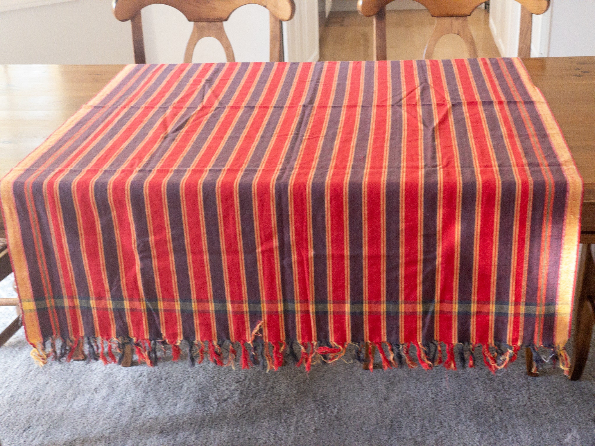 Vintage Red Striped Table Linen, Runner, Fabric - Etsy