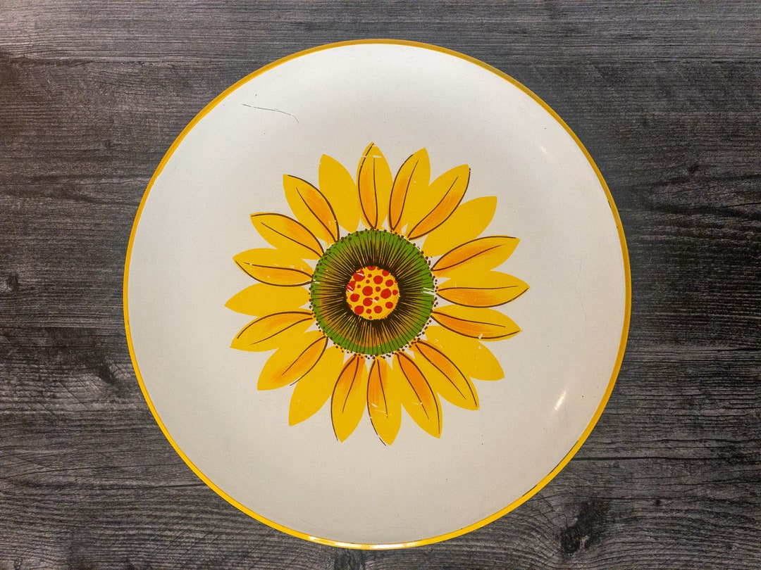 Vintage 1970s Sunny Yellow Sunflower Melamine Tray - Etsy