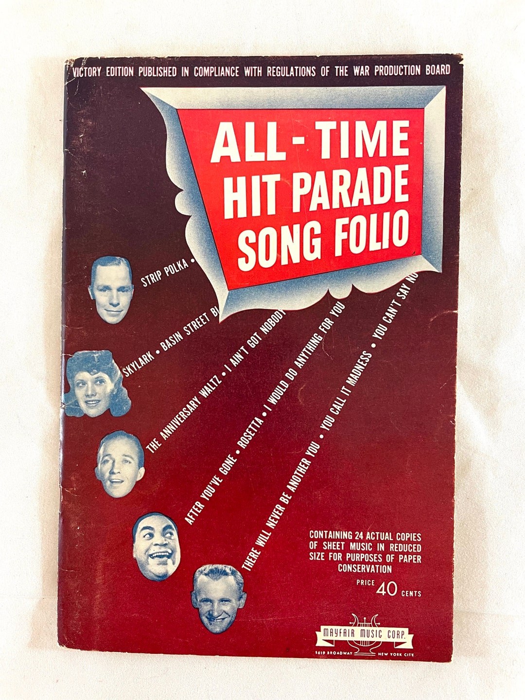 1943 All-time Hit Parade Song Folio: Sheet Music for Voice and Piano ...