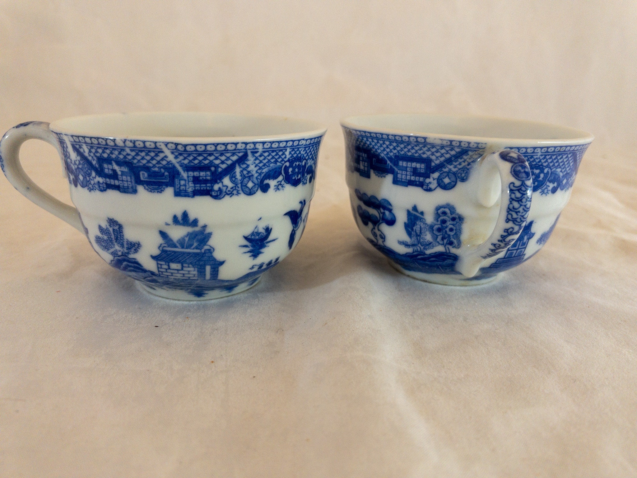 Vintage Blue and White Tea Cups and Saucers, Occupied Japan Tea Cups ...