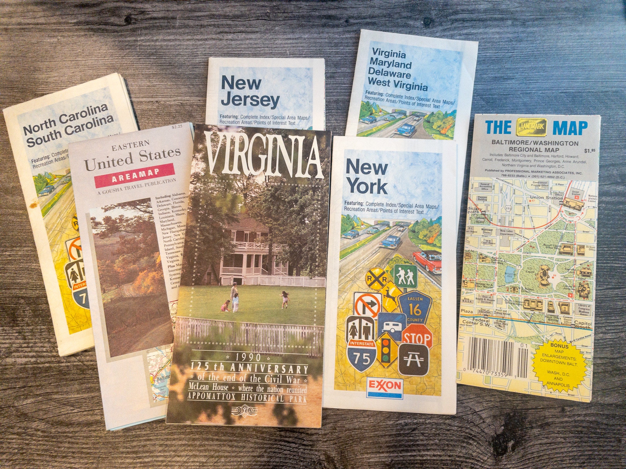 Vintage Paper Road Maps of Eastern US, New York, New Jersey, Virginia ...