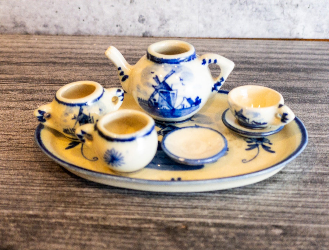 Vintage Blue and White Miniature Tea Set From Holland - Etsy