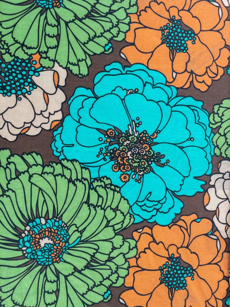 Vintage 1960s Knit Flower Power Fabric - Etsy