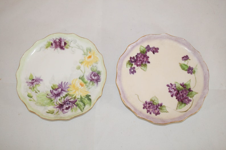 Antique JPL France Floral Plates - Etsy