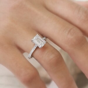 2.5 Carat Emerald Cut Diamond Ring, 2.5ct Emerald Diamond Ring, CVD Lab ...