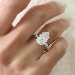 4 Carat Teardrop Diamond Engagement Ring, Pear Cut Diamond Ring, Lab ...