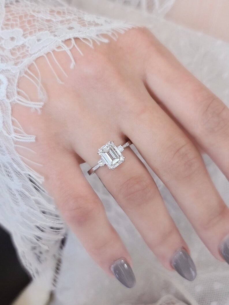 3 Carat Emerald Cut Diamond Ring 3CT Emerald Ring CVD - Etsy