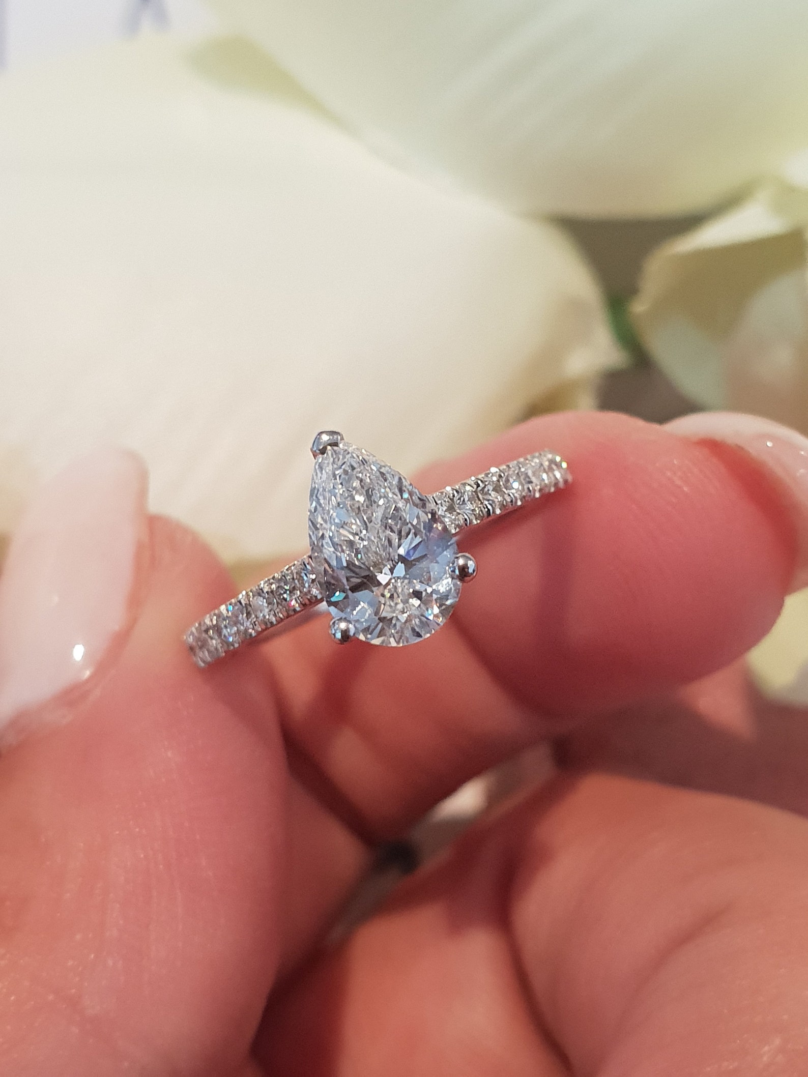 Unique Pear Shaped Diamond Engagement Ring Solitaire Pear | Etsy