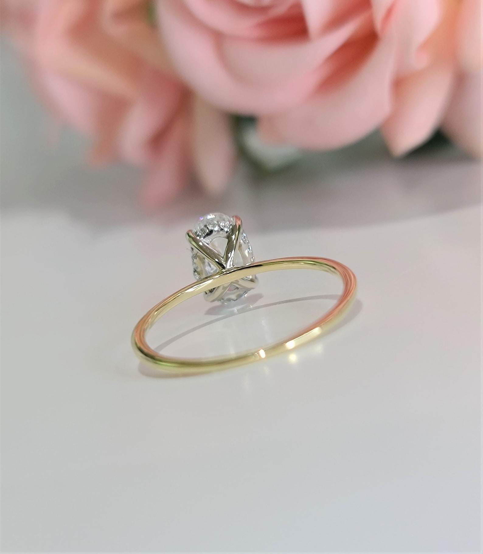 1 Carat Oval Cut Diamond Engagement Ring 1.04ct D SI Moval | Etsy